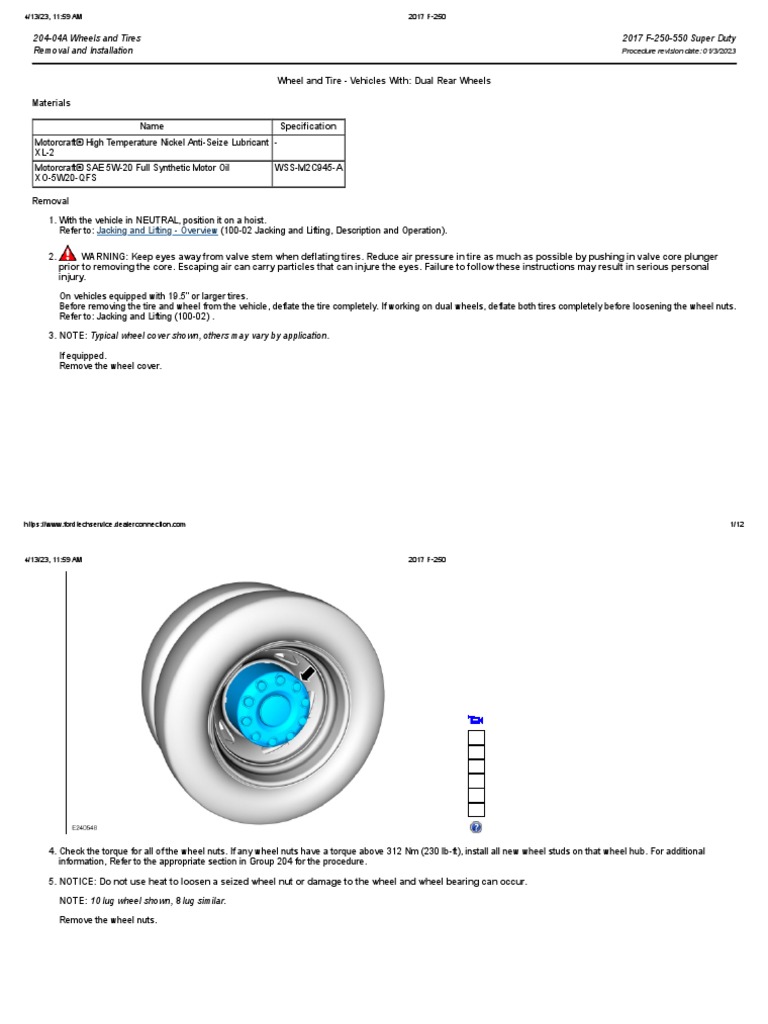 Wheel and Tire - Vehicles With Dual Rear Wheels (204-04A Wheels and ...