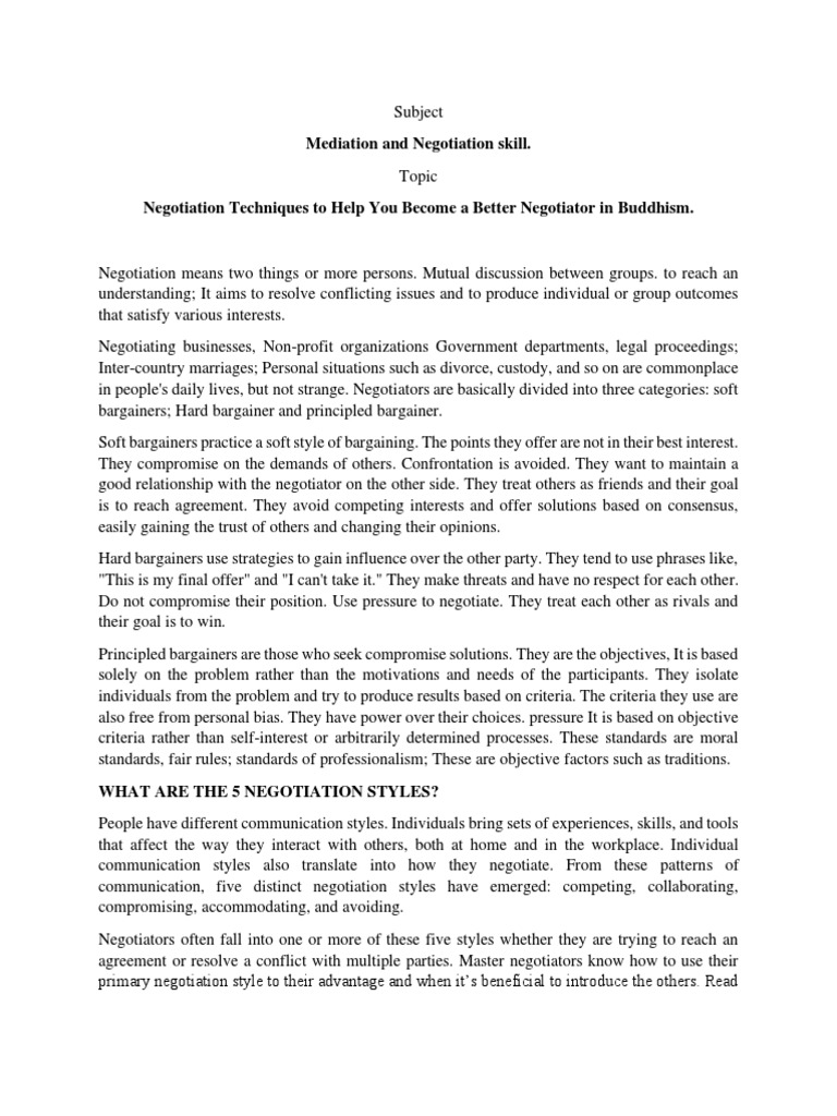 Mediation and Negotiation | PDF | Negotiation | Social Psychology