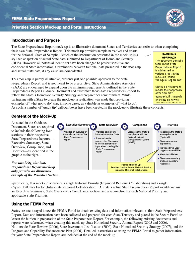 FEMA State Preparedness Report | United States Department Of Homeland ...