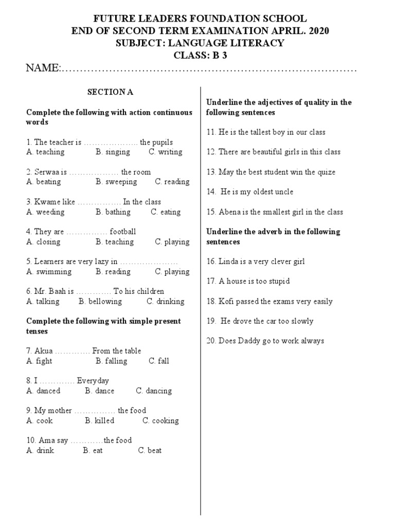 Term Two Class 3 Questions | PDF | Bible | Quran