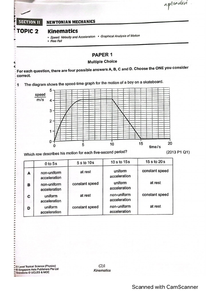 Topic 2 Kinematics | PDF