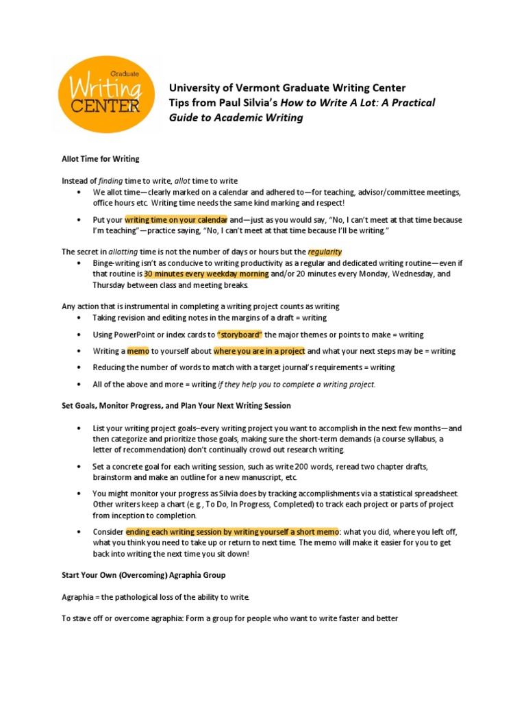 Academic Writing Productivity Tips Pdf