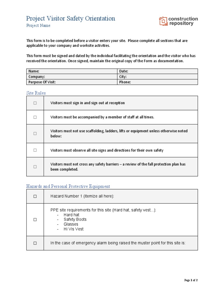 Construction Safety Visitor Orientation Umpyn8 | PDF | Personal ...
