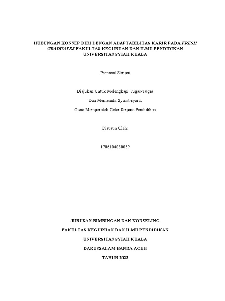 Hubungan Konsep Diri Dengan Adaptabilitas Karir Pada Fresh Graduates ... Hubungan Konsep Diri Dengan Adaptabilitas Karir Pada Fresh Graduates ...