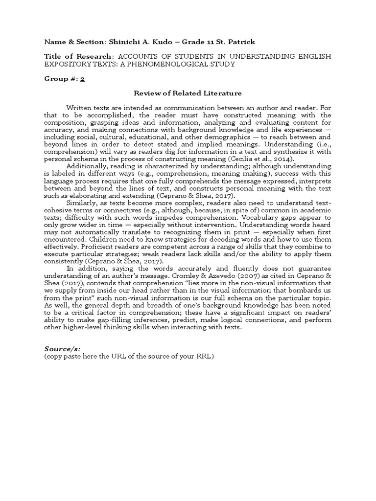 Individual Sample RRL Assignment | PDF | Language Arts & Discipline