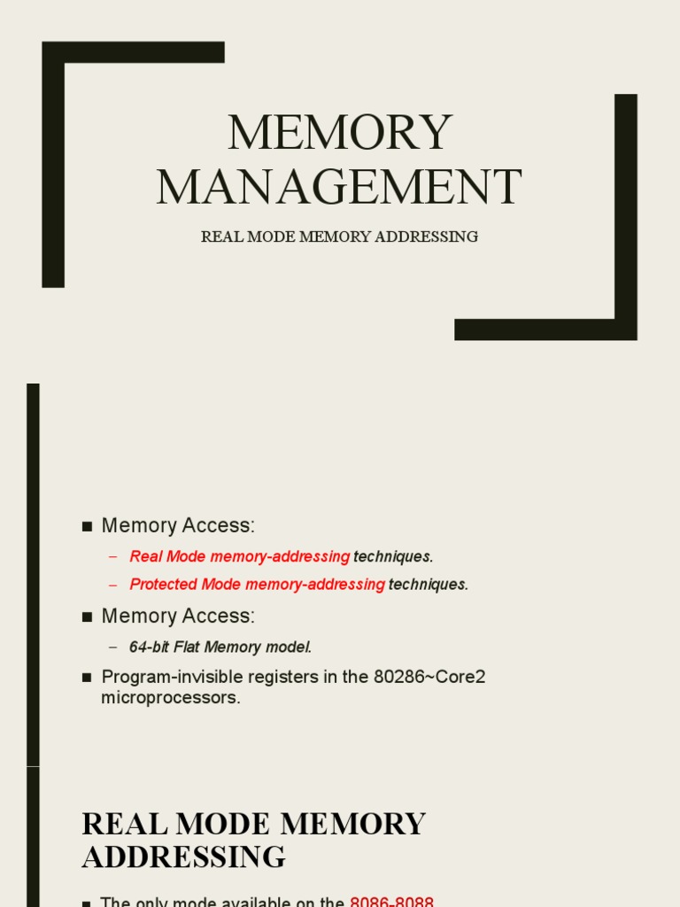 Real Mode Memory Addressing Explained | PDF | Computer Data Storage | Computer Engineering