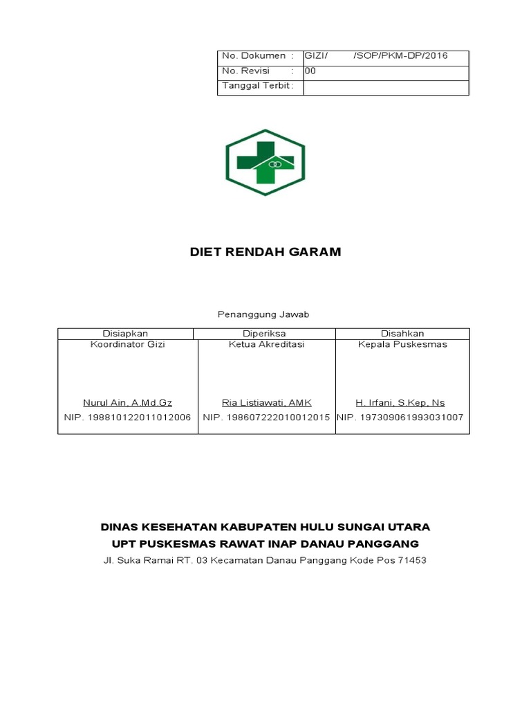 SOP Diet Rendah Garam | PDF