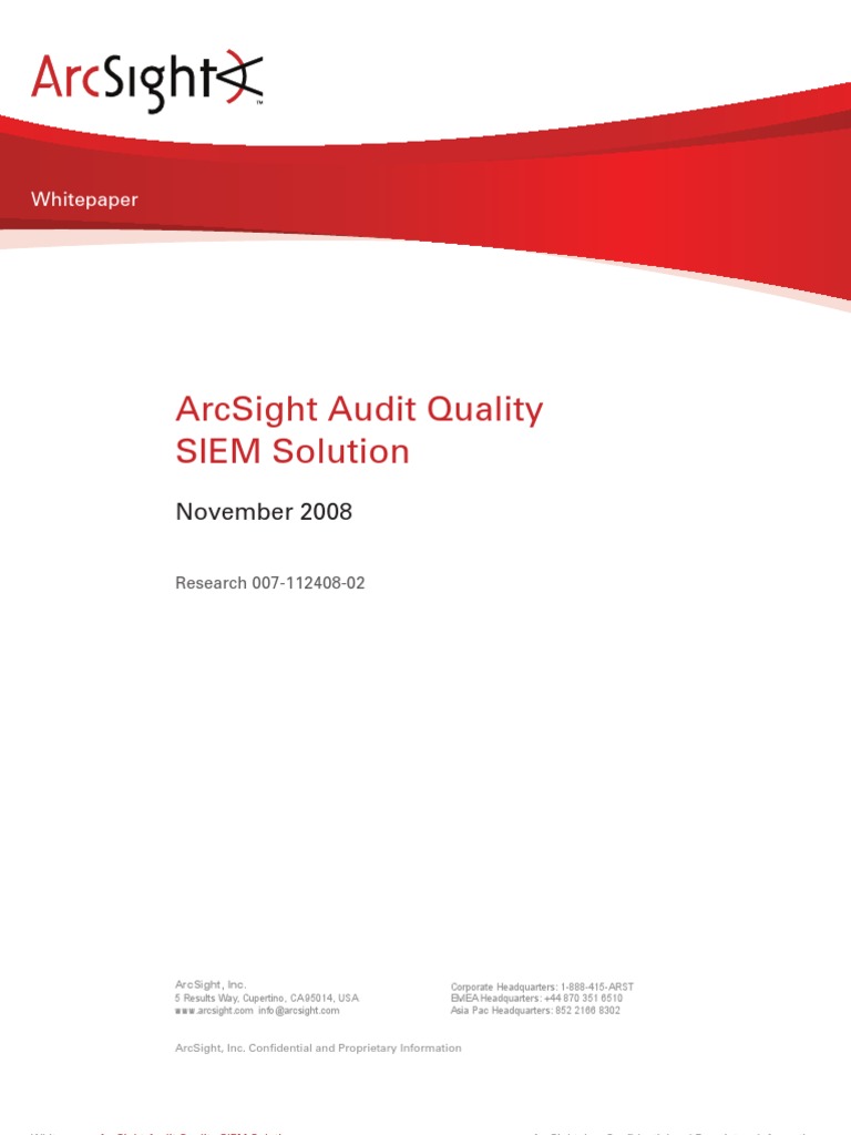 ArcSight Audit Quality SIEM Solution | PDF | Information Security | Computer Security