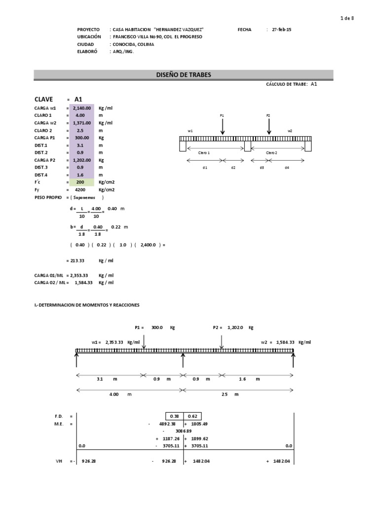 Calculo de Trabe Con 2 Claros 01 | PDF