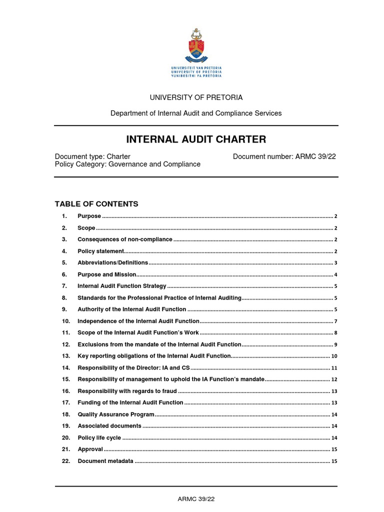 Internal Audit Charter | Download Free PDF | Internal Audit | Audit