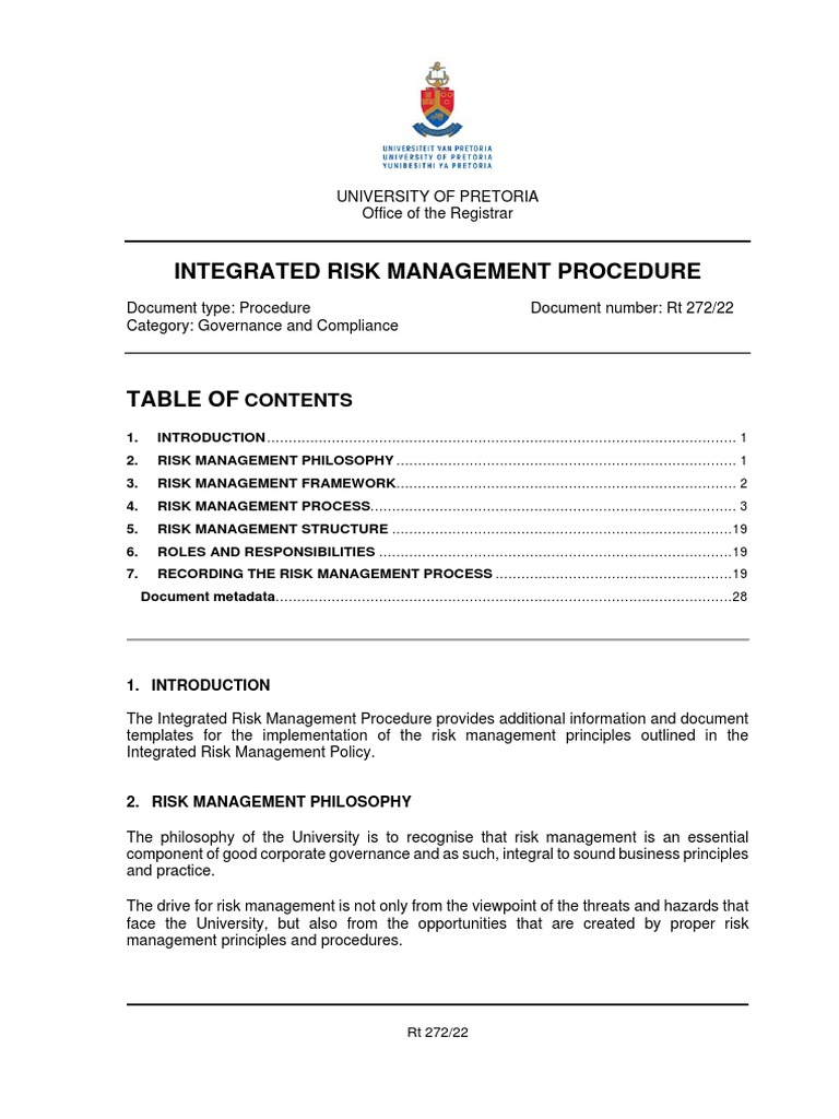 Integrated Risk Management Procedure | PDF | Risk | Risk Management