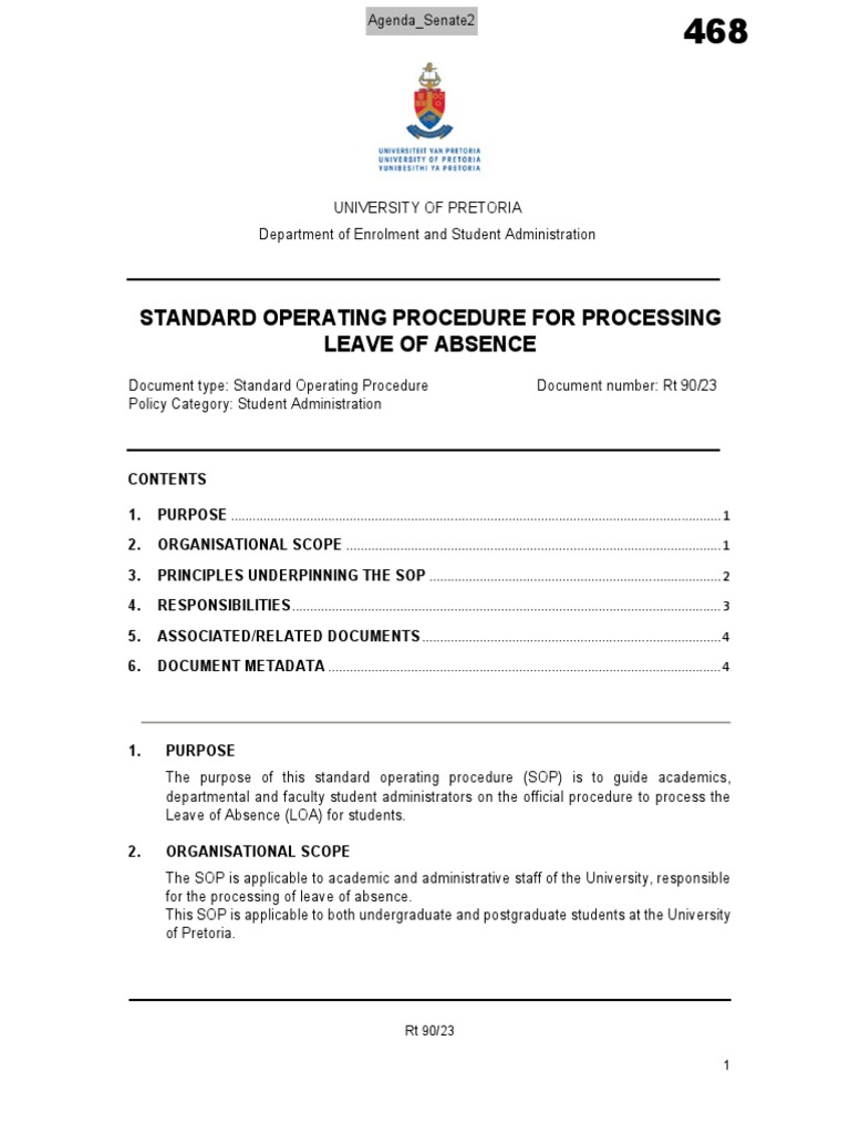 2023 - SOP For Processing Leave of Absence | PDF