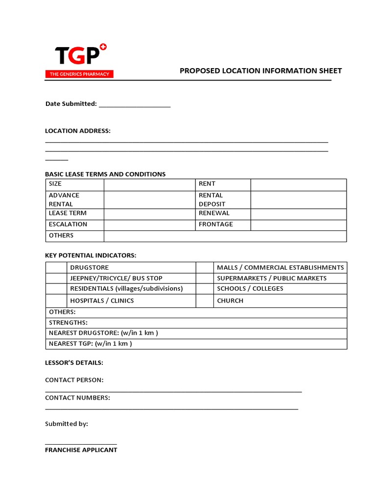 TGP Proposed Location Sheet | PDF