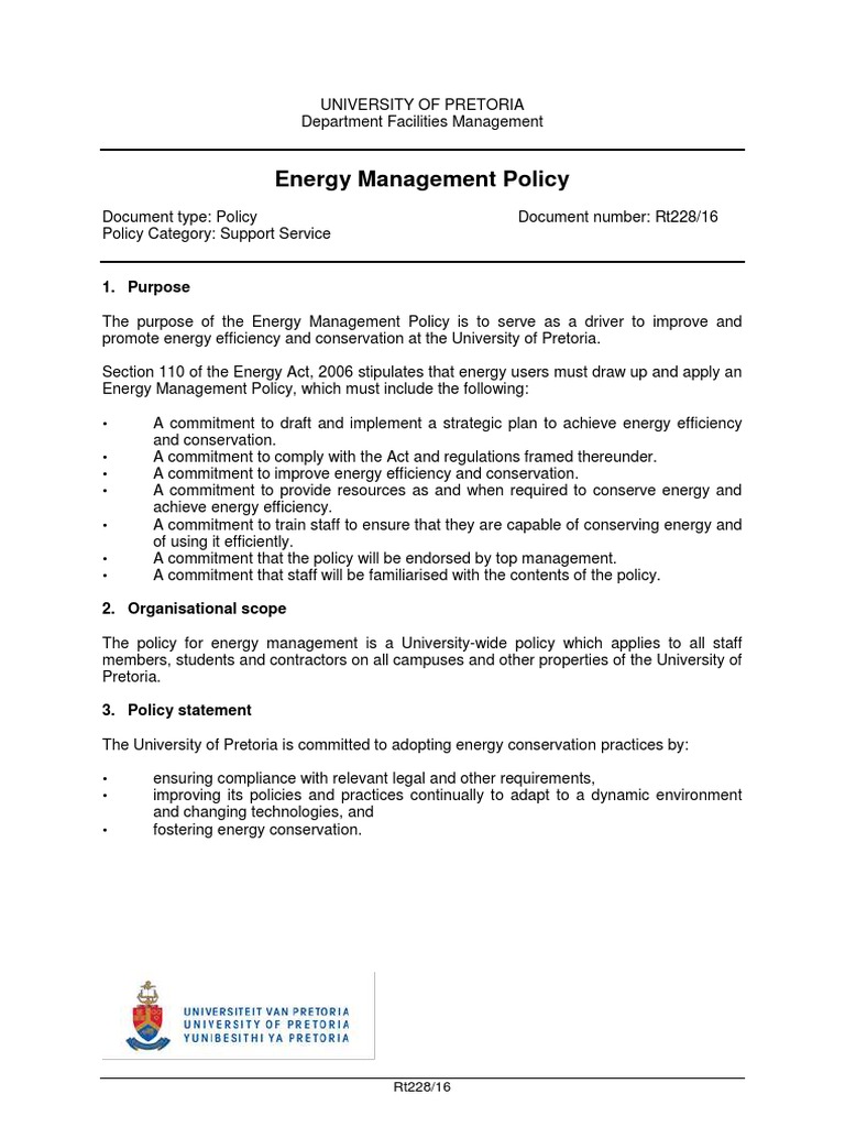 Energy Management Policy | Download Free PDF | Energy Conservation | Efficient Energy Use