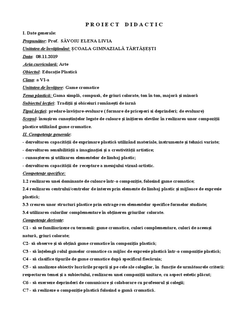 Lecție despre Gamele Cromatice | PDF