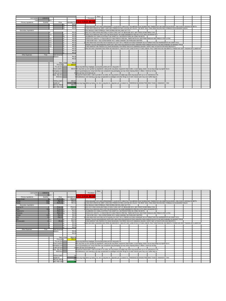 Food COSTING | PDF