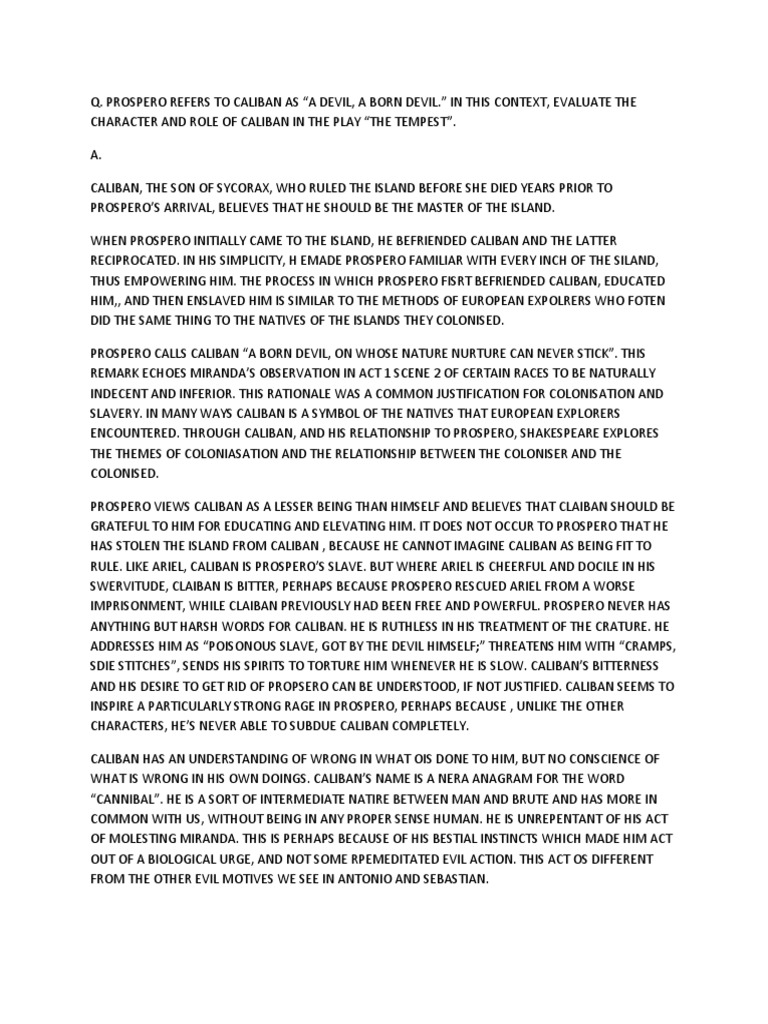 Caliban in The Tempest | PDF