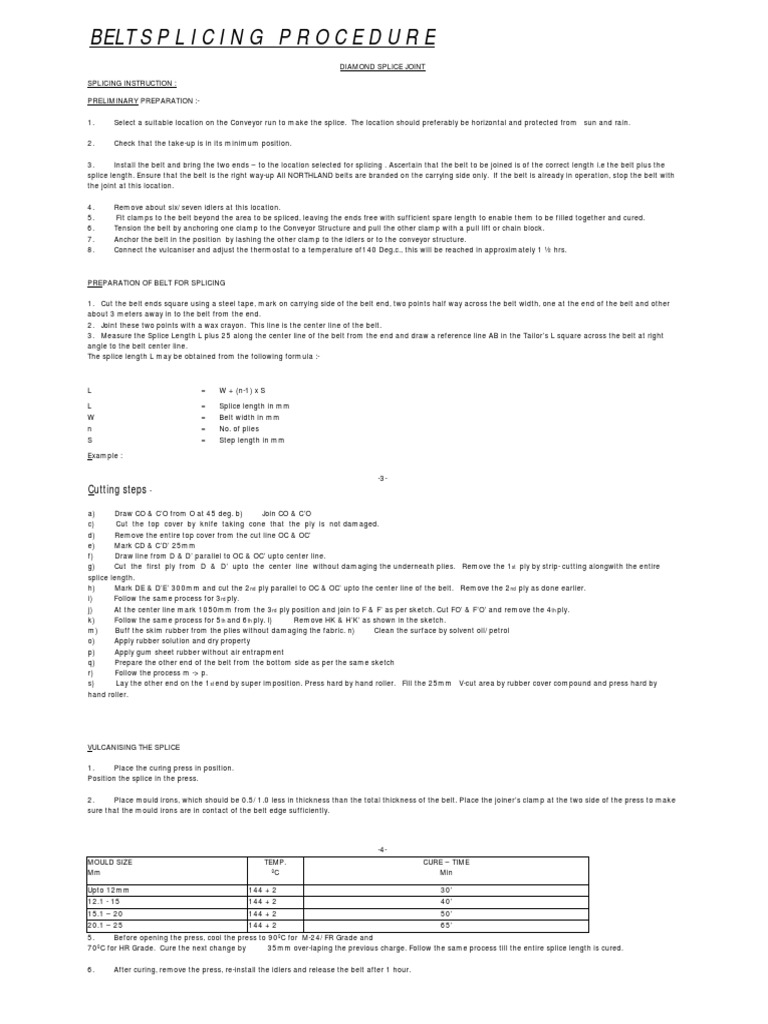 Belt Splicing Proceedure | PDF