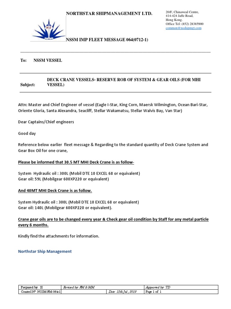 NSSM 064 Fleetmessage 2019 (0712 1) | PDF