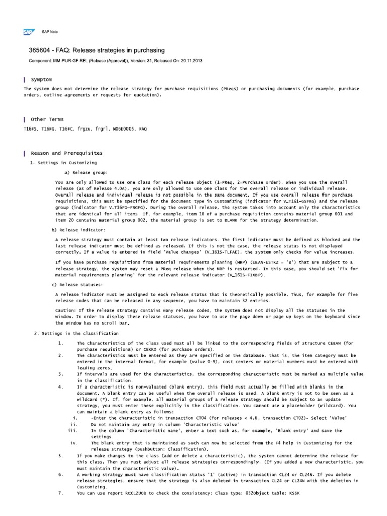 Release Strategy in Purchasing | PDF