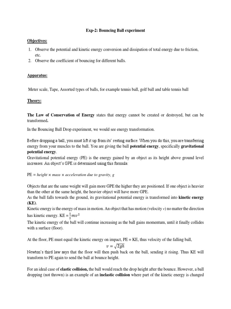 Physics Lab: Bouncing Ball Analysis | PDF | Kinetic Energy | Collision