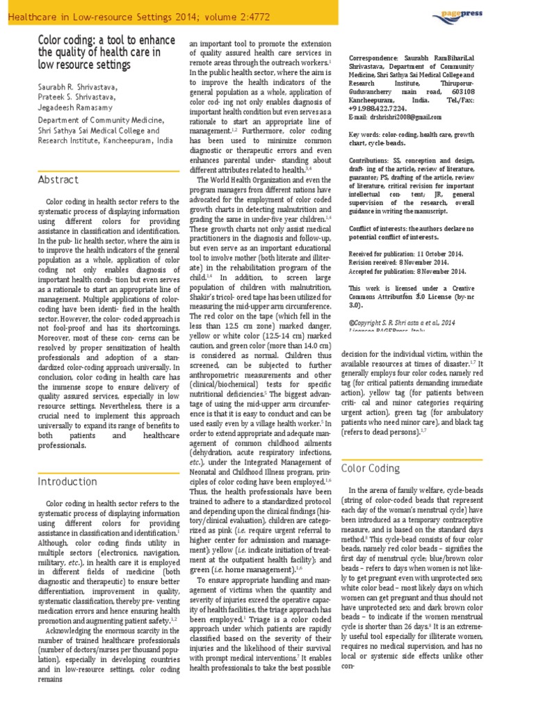 Color Coding A Tool To Enhance The Quality of Heal | PDF