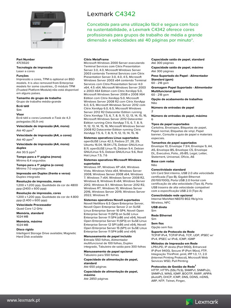 C4342 Especificações Tecnicas | PDF