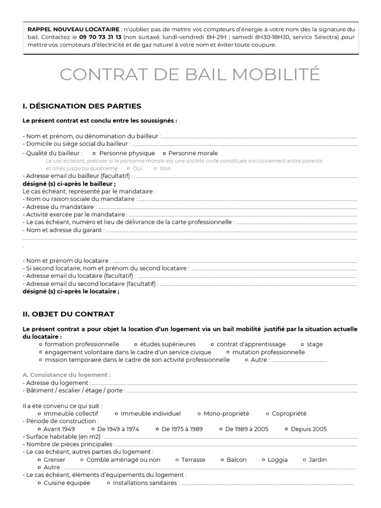 Contrat de Bail Mobilite | PDF | Maison et jardin | Technologie et ...