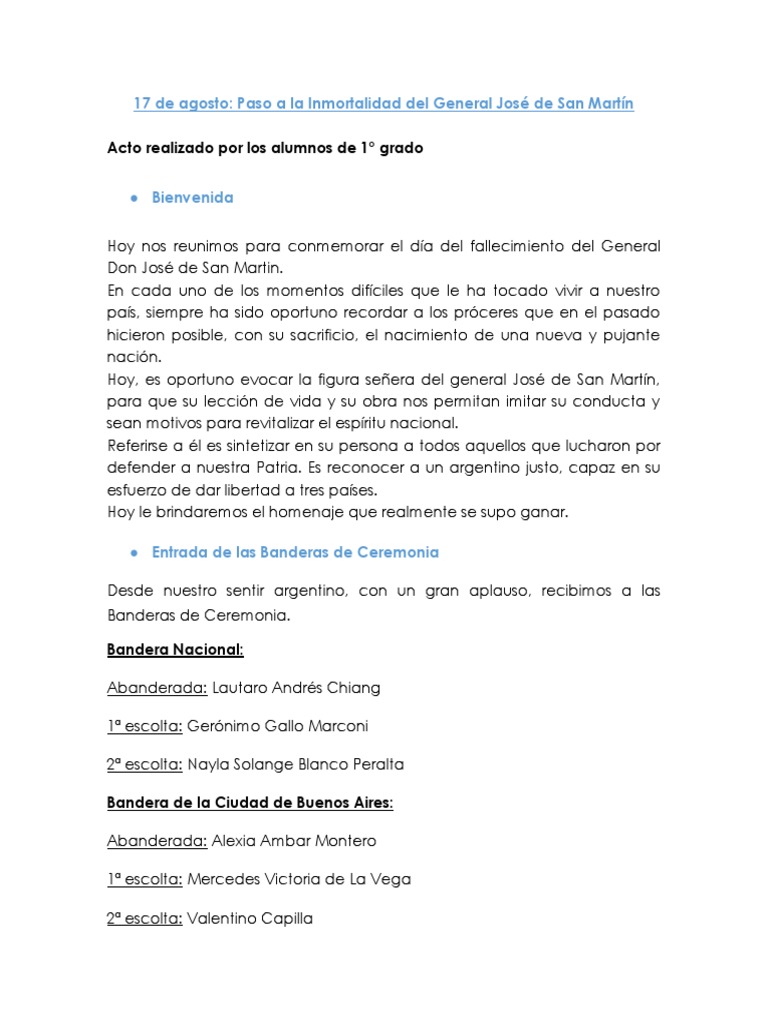 Glosas Acto 17 de Agosto | PDF