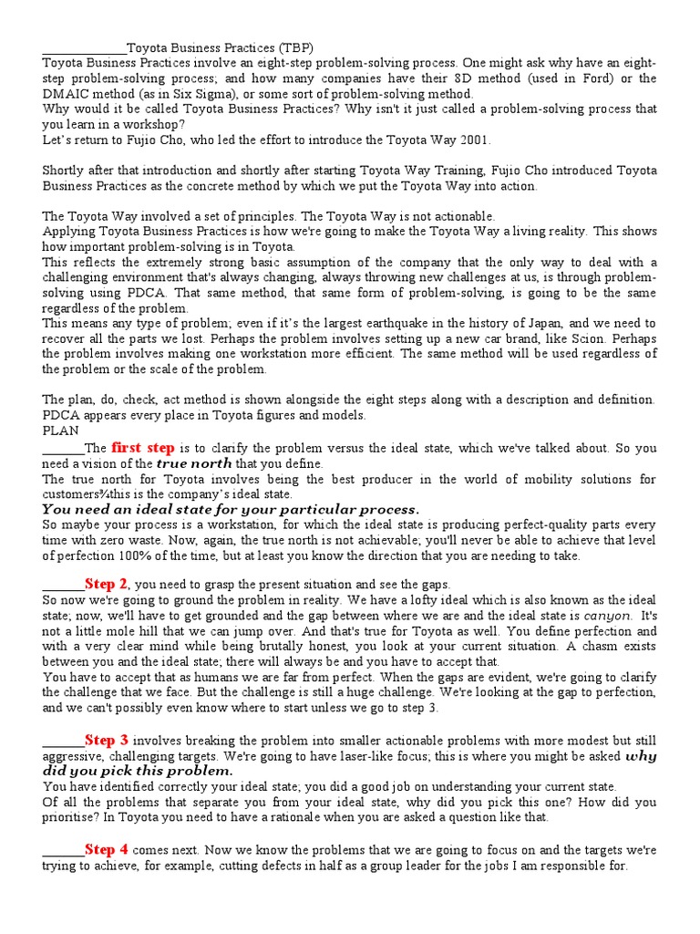 RESUMO Toyota Business Practices | PDF | Toyota