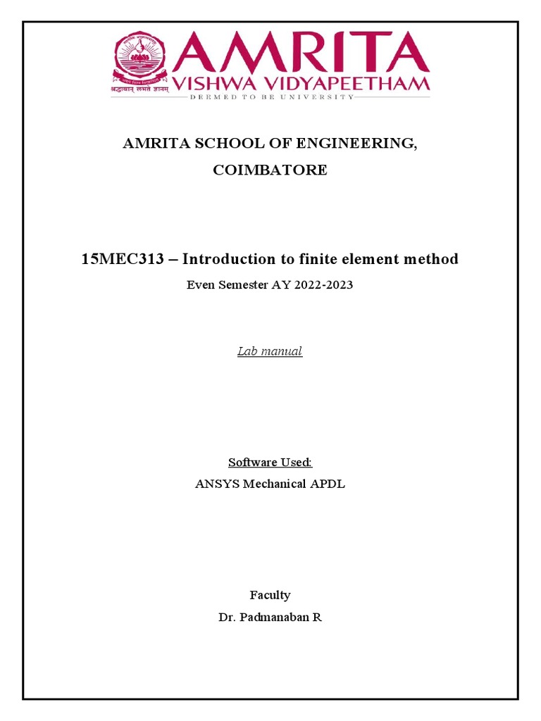 FEM-Lab Manual | PDF | Structural Analysis | Beam (Structure)