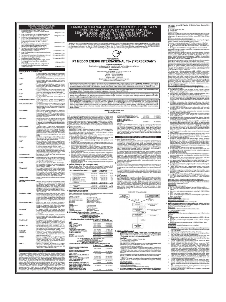 KETERBUKAANTransaksi Material Medco 28092016 | PDF
