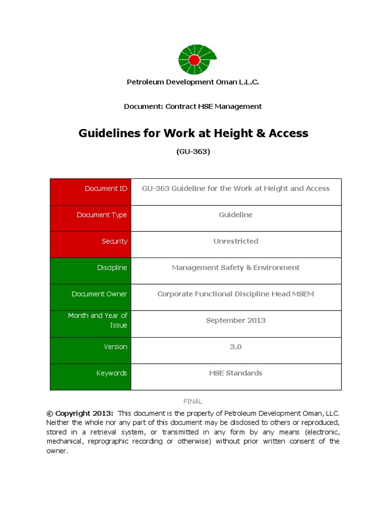 GU 363 - Work at Height Guidelines | PDF