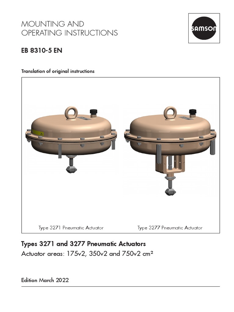 EB 8310-5 EN: Translation of Original Instructions | PDF | Valve | Actuator