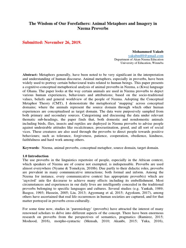 Animal Proverbs | PDF | Metaphor | Concept