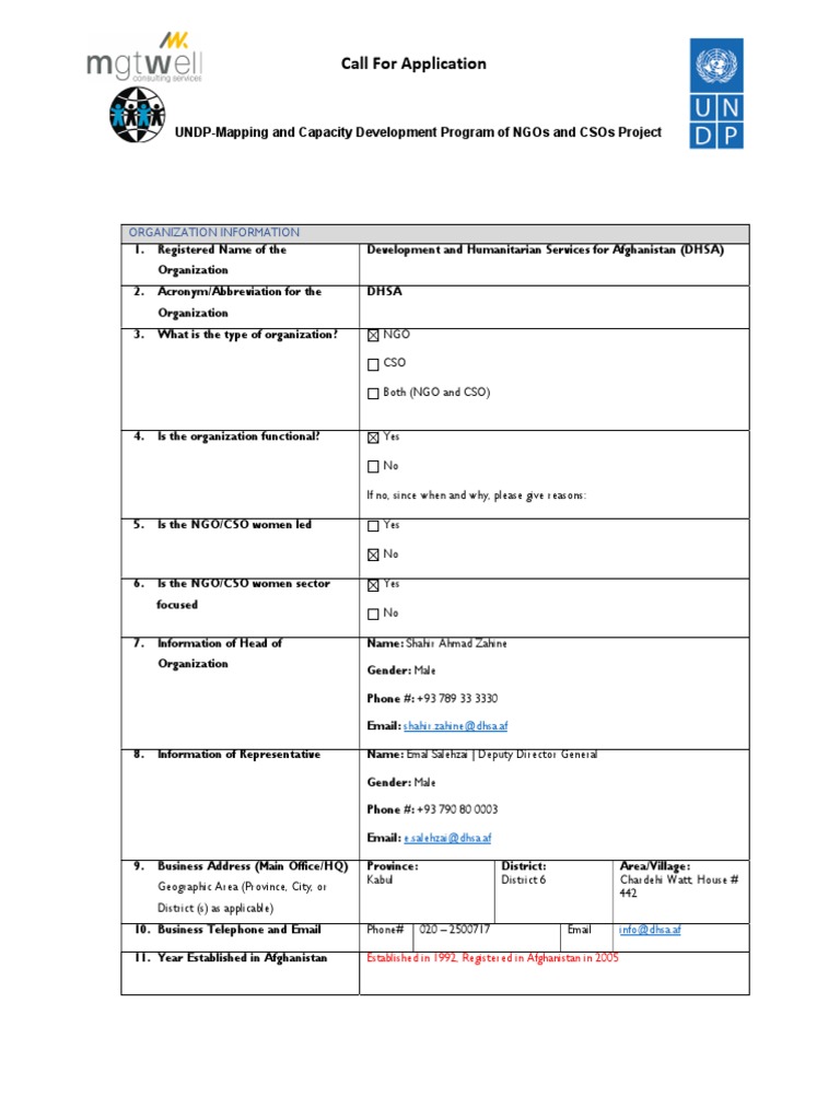 Application Form (Annex A) - DHSA | PDF