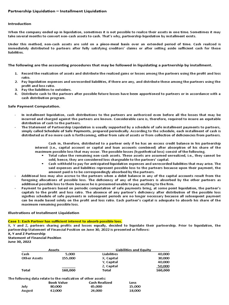 Installment Liquidation | PDF