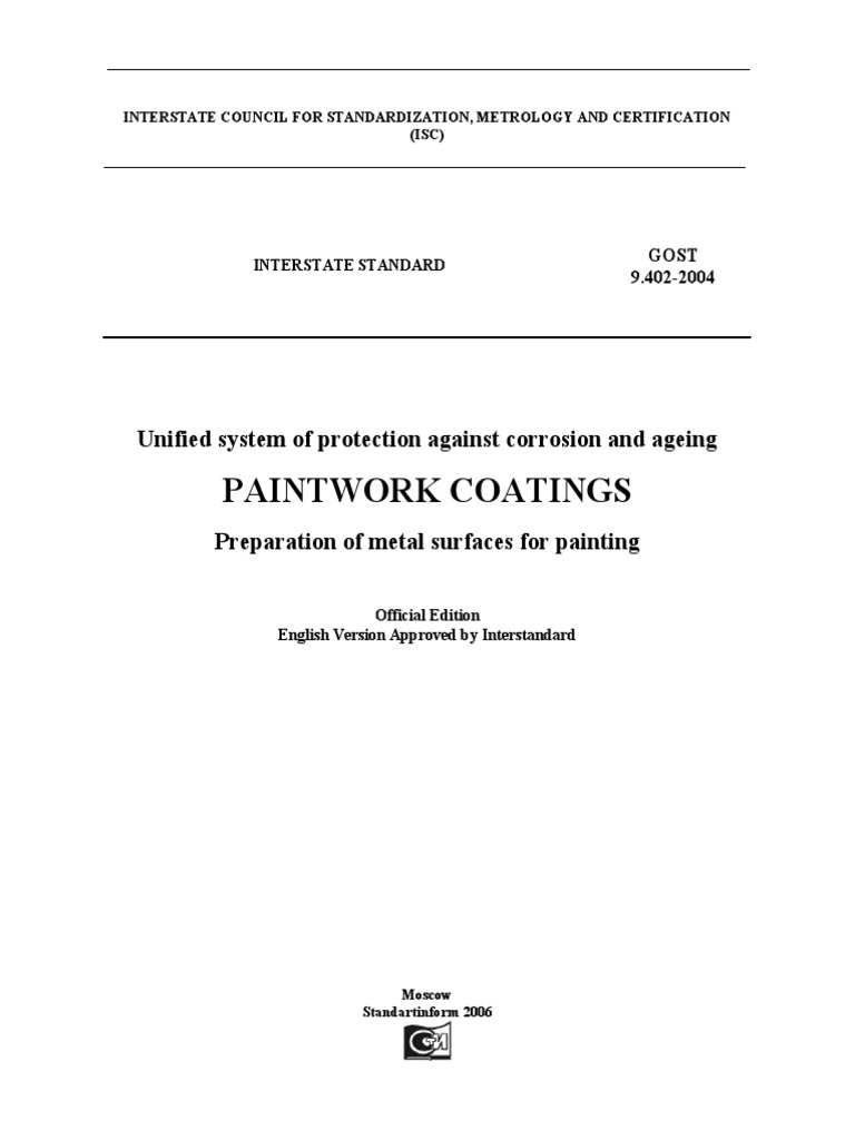 GOST 9.402-2004: Surface Preparation Standards | PDF
