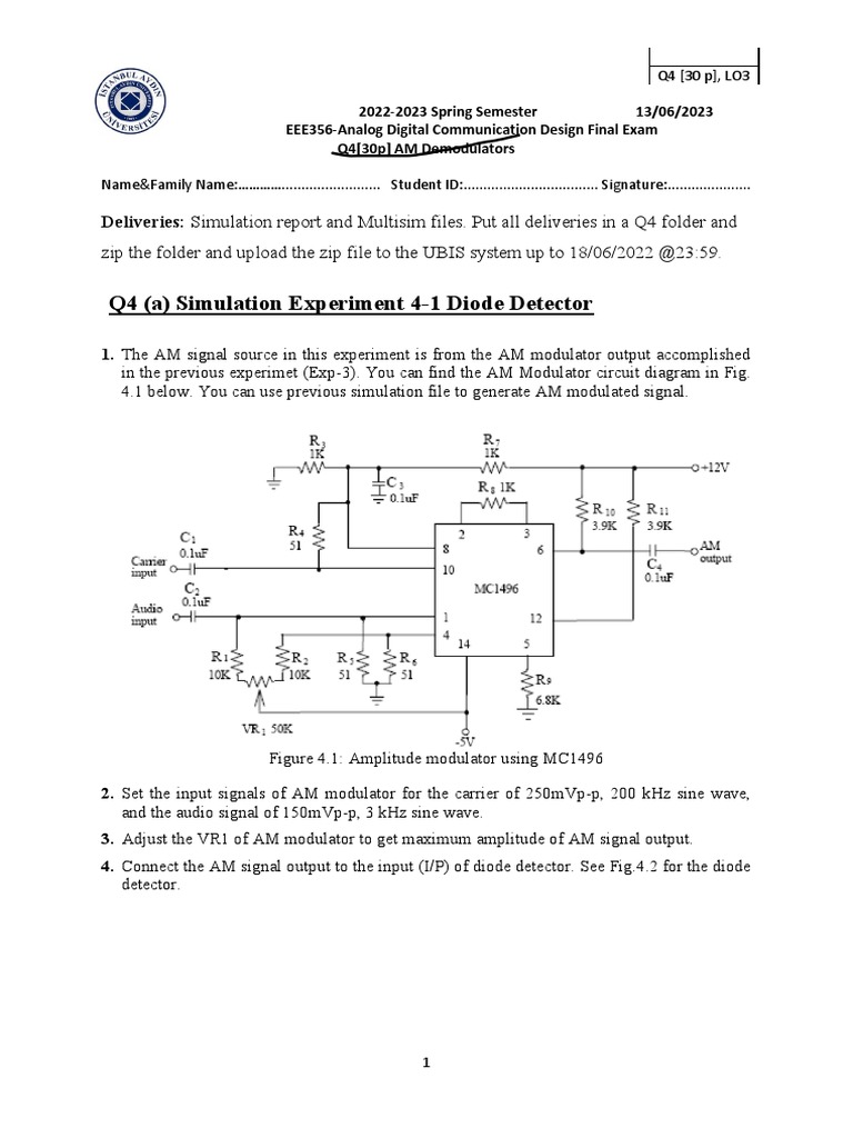 EEE356 AnalogDigitalCommunicationDesign Q4 | PDF | Detector (Radio) | Modulation