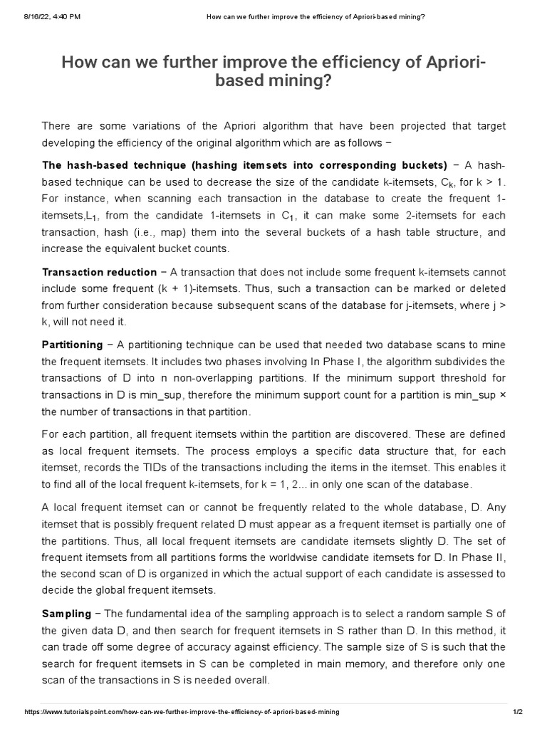 Improve The Efficiency of Apriori-Unit3 | PDF | Data Management | Computer Data
