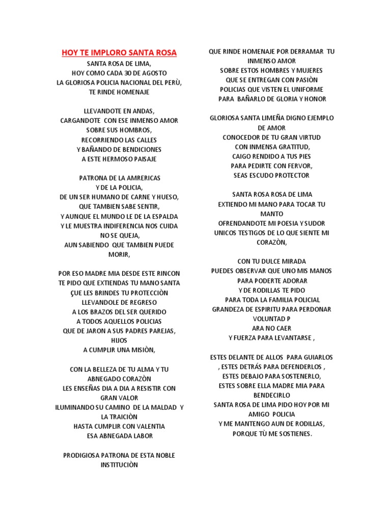 Poema Santa Rosa de Lima | PDF