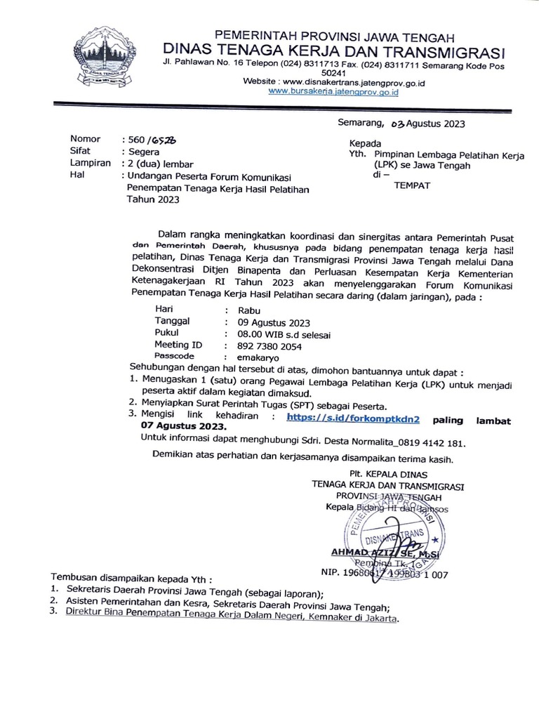 Und. Undangan Forkom LPK | PDF