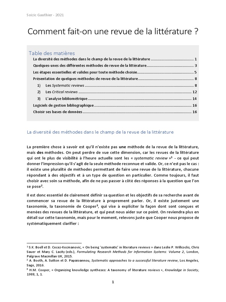 Guide des Revues de Littérature | PDF