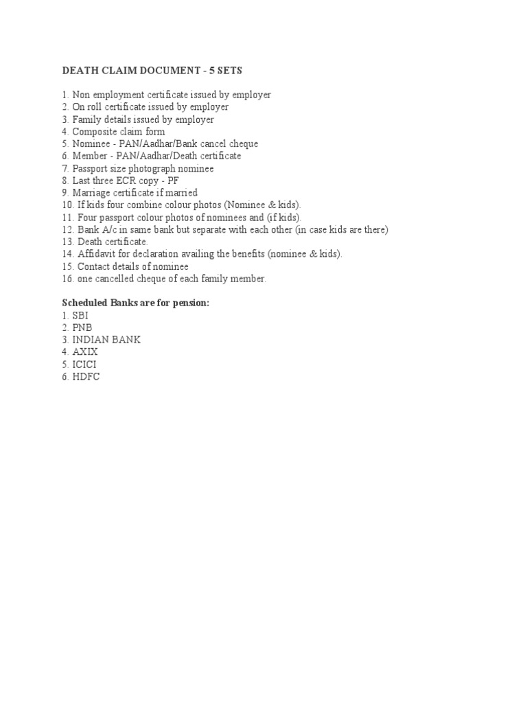 DEATH Claim Checklist Gurgaon | PDF