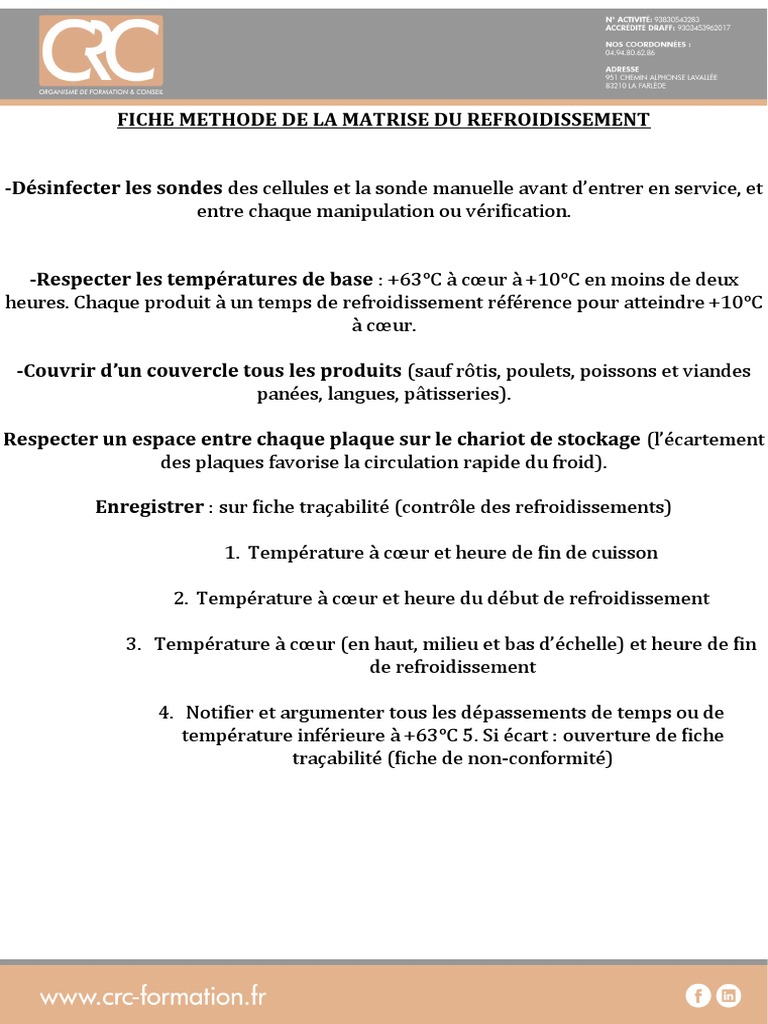 Méthode de Refroidissement des Aliments | PDF