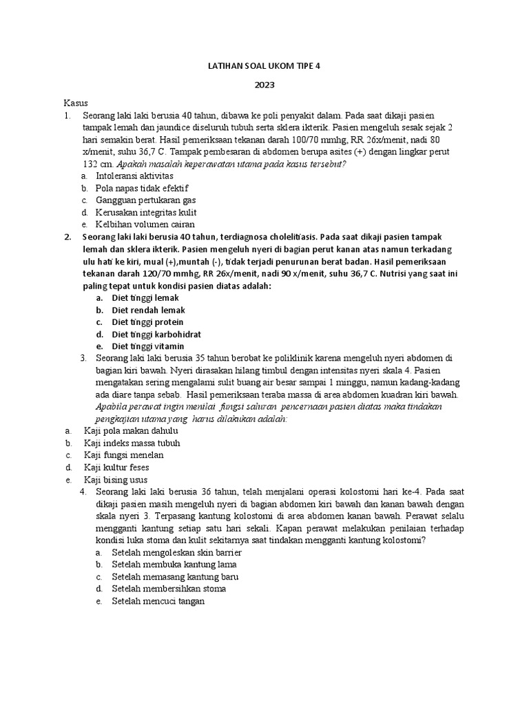 LATIHAN SOAL UKOM Tipe 4 | PDF