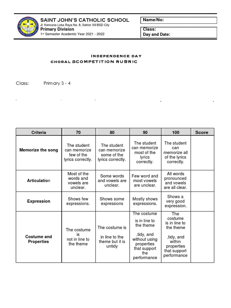 Rosary Month Rubric Singing Competition | PDF