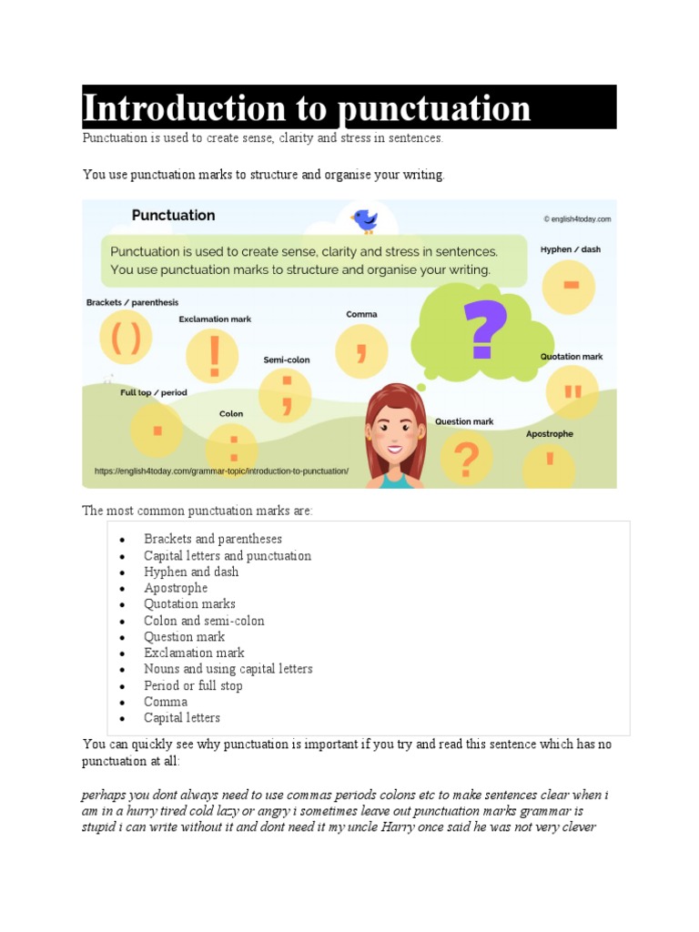Introduction To Punctuation | PDF | Punctuation | Quotation Mark