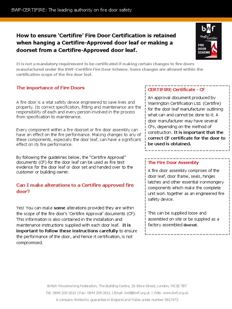 Guide To Maintaining Certification On Fire Doors | PDF