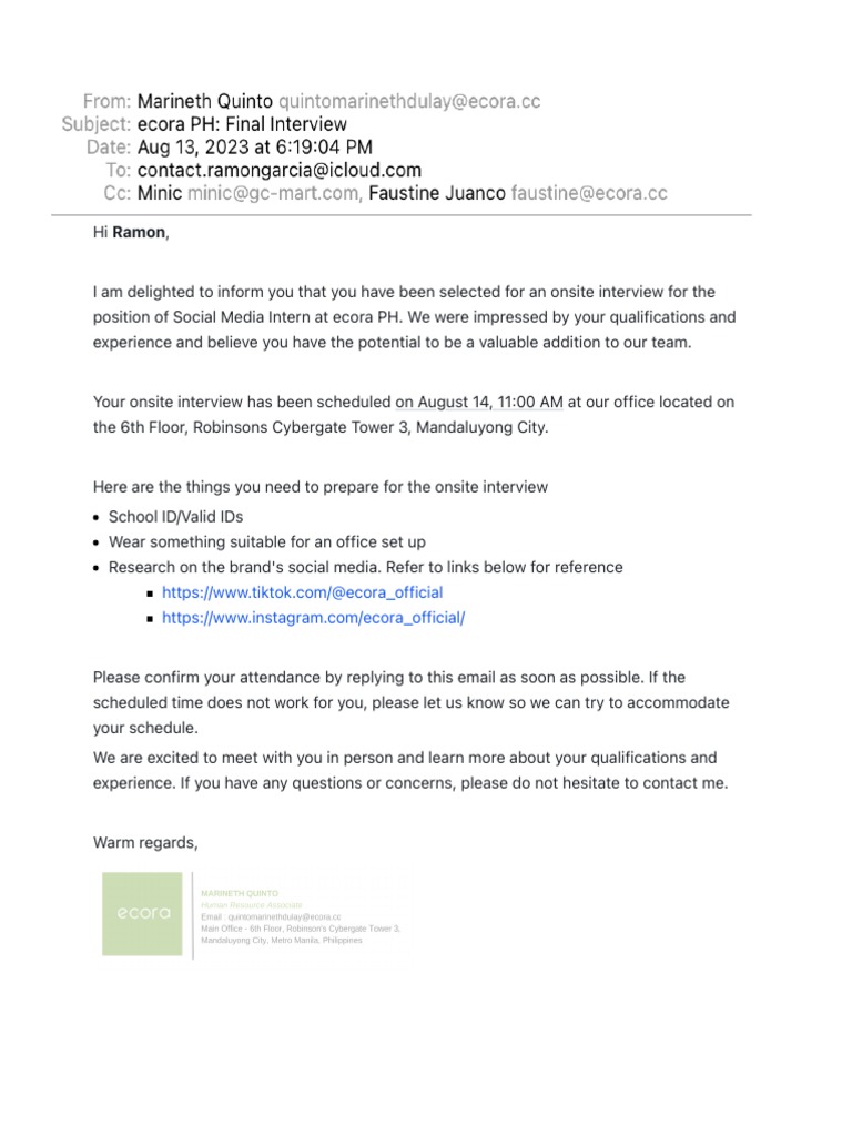 Draft Re ecora PH Final Interview | PDF